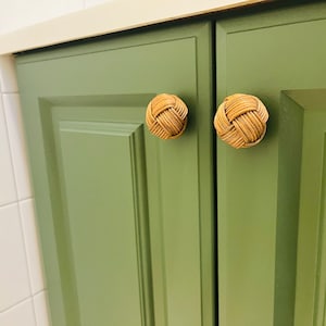 Boho Rod Drawer Pull , Dark Oak Rattan Handle, Wicker Drawer Pull ...