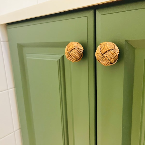 Wicker Bamboo Rattan Handle, Drawer Knob, Dresser Handle, Colorful ...