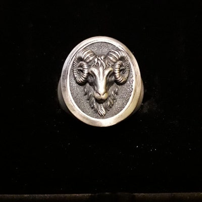 925 Silver Adjustable Ram Signet Ring Aries Jewelry Astrology Gifts ...