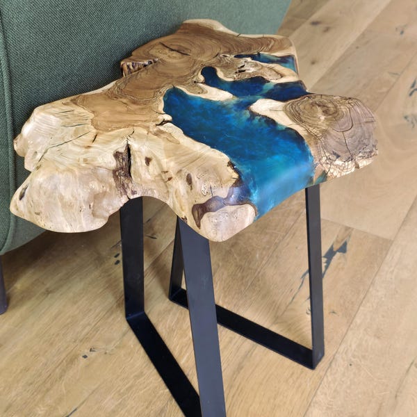 Unique Wood Slice Wood Raw Edge Resin Handmade Turkish Wood Planks Live ...