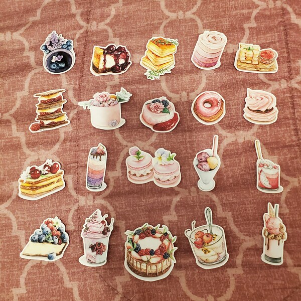 Dessert Sticker Pack, Cake Sweets Pie Stickers, Macaron, Parfait ...
