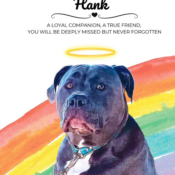 In Memory of Dog Portrait From Photo DIGITAL DOWNLOAD Pet Memorial Gift ...
