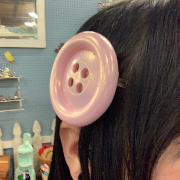 Jumbo Iridescent Button Hair Clip: Kawaii Pastel Pin (pair) - Etsy