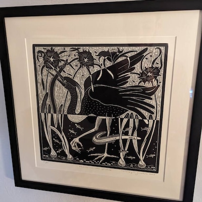 The River Ballet Linocut in Blue,otter Linocut,kingfisher Linocut ...