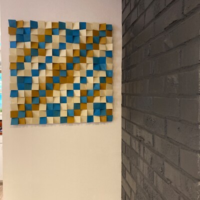 Black and White Sound Diffuser Wall Art, Reclaimed Wood Wall Mosaic, 3D ...