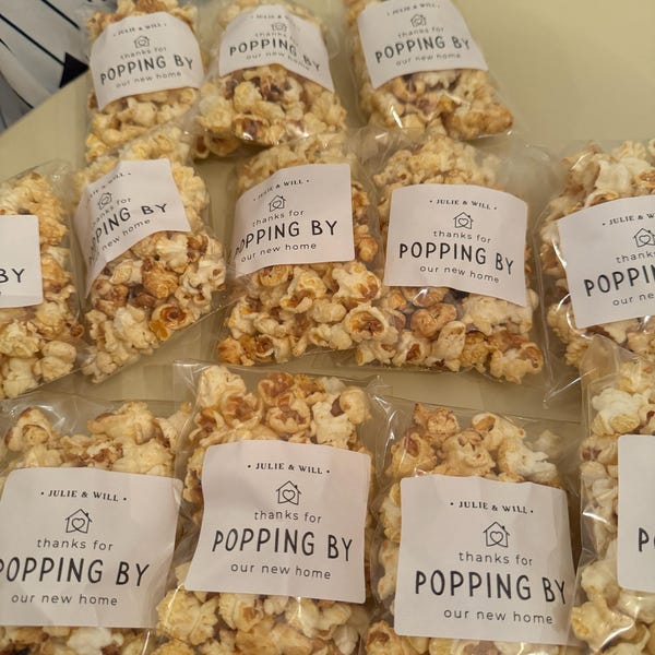 Thanks for Popping by Housewarming Party Favors Personalized Popcorn ...