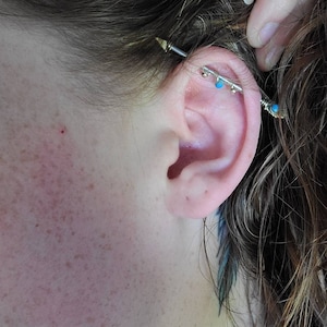 14g Burnished Gold Industrial Barbell Arrow With Stone Industrial ...