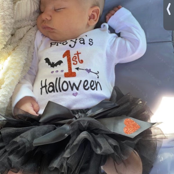 Personalized 1st Halloween Outfit, Girls Halloween Outfit With Name, First Halloween Outfit for ...