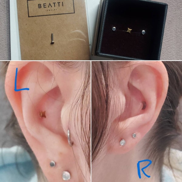 NEW 20G/18G/16G Tiny Sparkle Star Threadless Push Pin Labret Stud Sparkle Star Cartilage Earring ...