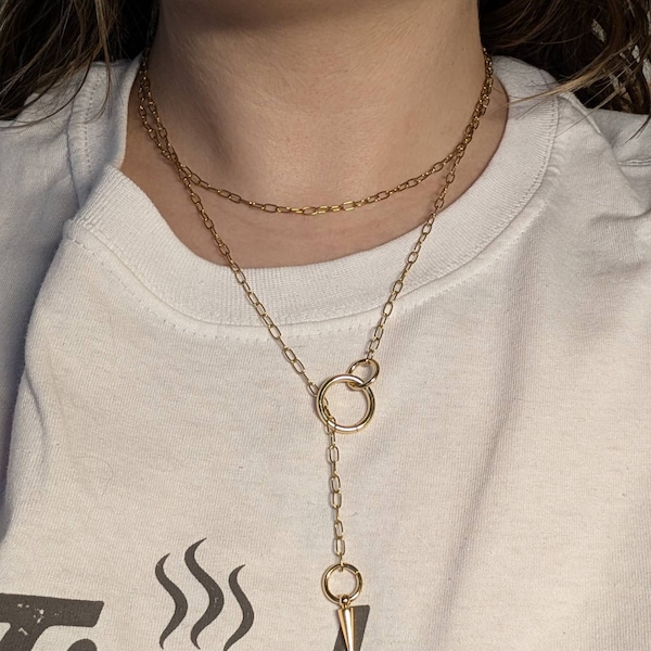 Layered Multi Strand Chunky Chain Gothic Choker Collar Necklace Set Non Tarnish Waterproof ...