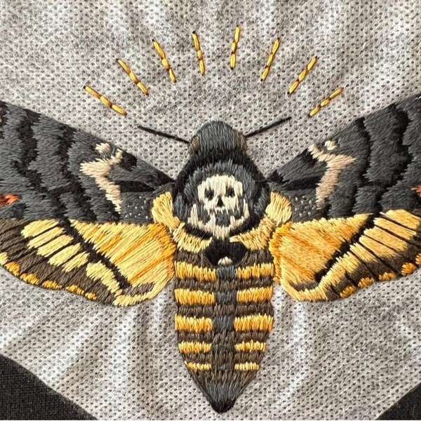 Deaths Head Moth Embroidery Pattern PDF, Insect Thread Painting ...