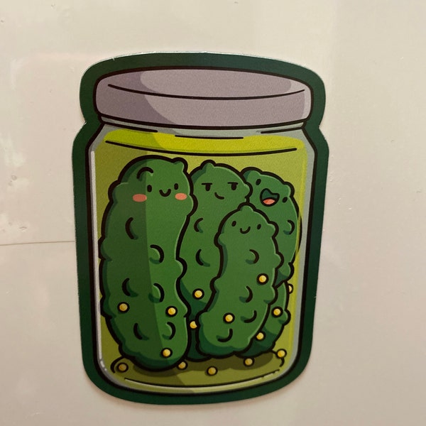 Jar of Pickles Magnet | Dill Pickle Magnet | Die Cut Magnet | Kawaii ...