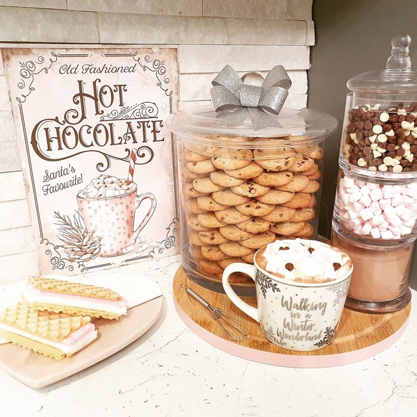 Hot Chocolate Sign Pink Christmas Hot Cocoa UNFRAMED Holiday Print ...