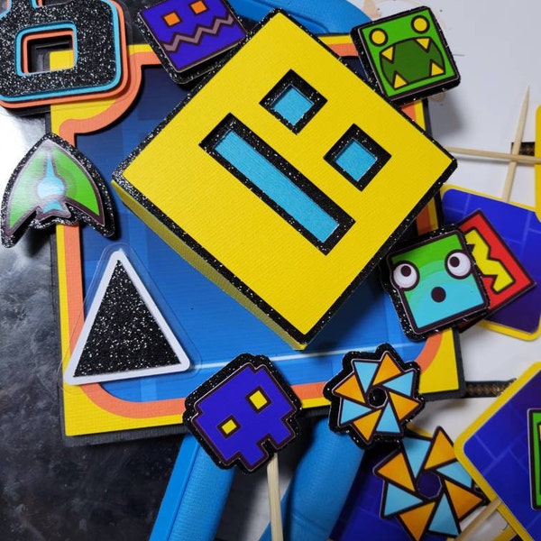 Geometry Dash Cake Topper - Etsy