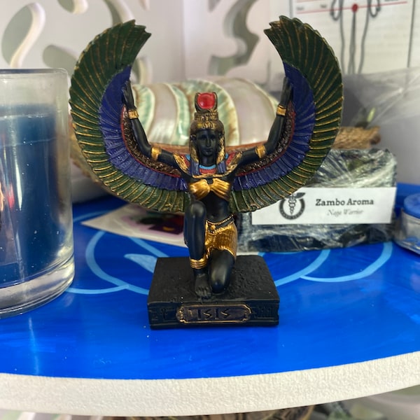 Vintage Isis Mini Statue - Small Hand-painted Ancient Egyptian Goddess ...