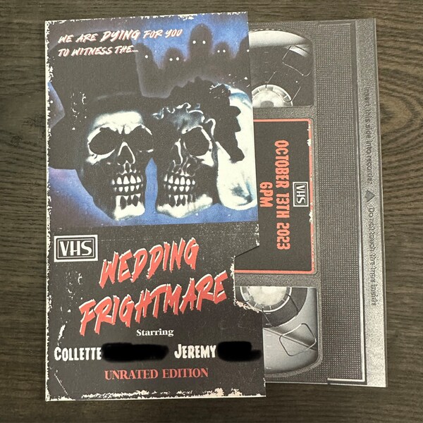 Personalised 80's Horror Movie VHS Tape Inspired Wedding Invite ...