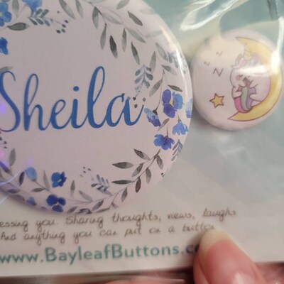 Personalized Floral Purple Name Buttons Family Tree, Nurse, Teacher ...