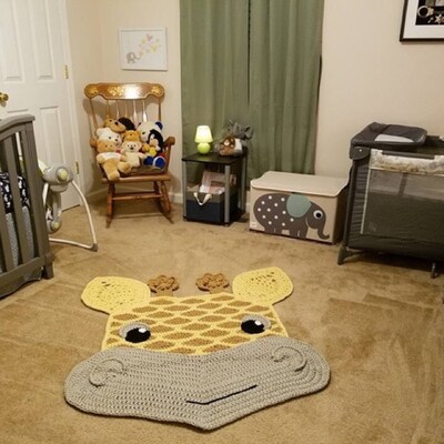 Made to Order Custom Color Triceratops Crochet Rug - Etsy