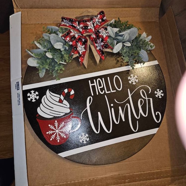 Winter Front Door Decor | Hello Winter | Snowflake | Winter Door Hanger ...