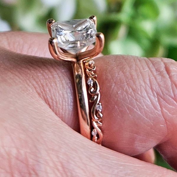 Cottagecore Grape Leaf Silver Couple Ring ,organic Floral Eternity ...