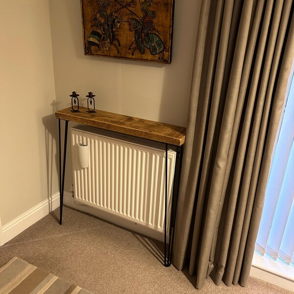 Omni Rustic Console Table With Black 3 Pin Hairpin Legs. hallway Table ...