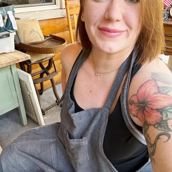 Dark Gray Durable Cotton Canvas Pottery Apron Ceramic Apron Throwing ...