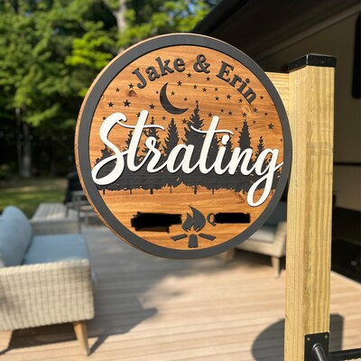 Engraved Camper Sign, Custom Campfire Sign, Welcome to Our Campsite ...