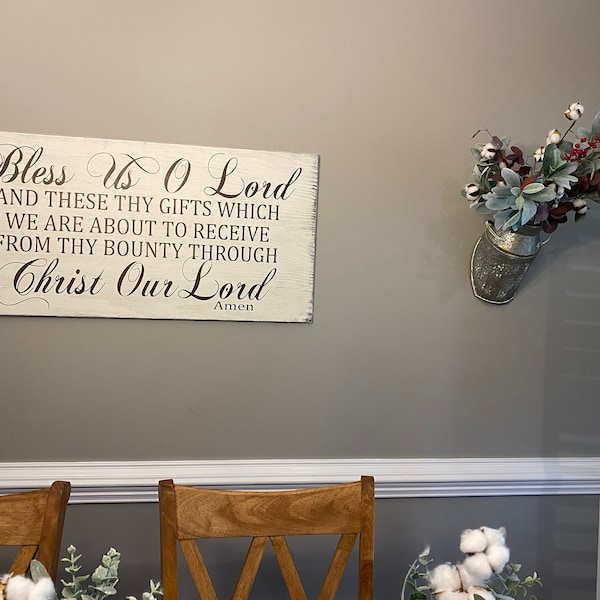 Kitchen Sign - Dining Room Sign - Bless Us O Lord - Catholic Prayer ...