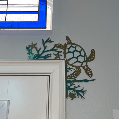 Sea Turtle Metal Door Frame Decoration, Coastal Themed Decor, Turtle ...