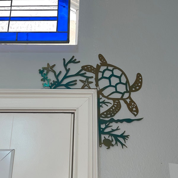 Sea Turtle Metal Door Frame Decoration, Coastal Themed Decor, Turtle ...