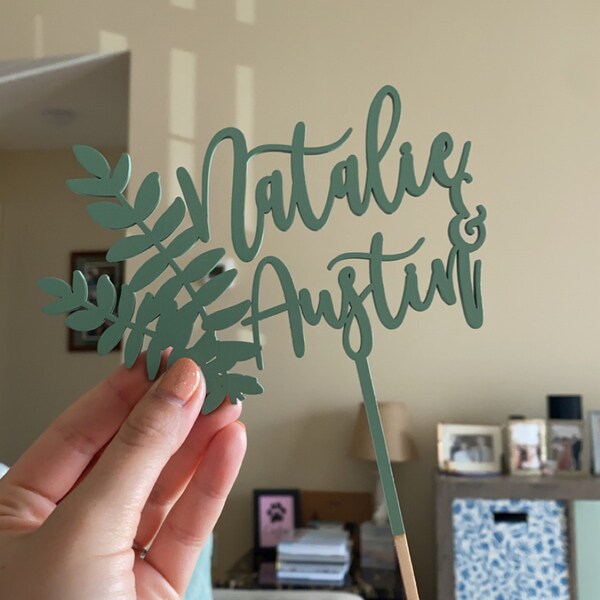 Custom Wedding Cake Topper, Floral Wedding Cake Topper, Fern Wedding ...