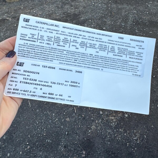 Caterpillar C15 3406 14.6L Diesel Engine Valve Cover 1999 Tag ID CAT C ...