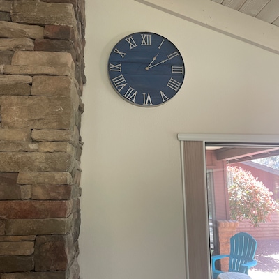 30 Dark Blue Wall Clock Rustic Wall Clock Modern - Etsy