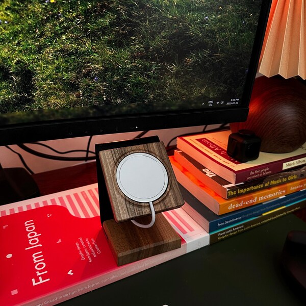 Wood Desk Monitor Stand With Storage - Custom Monitor Riser Shelf - Etsy