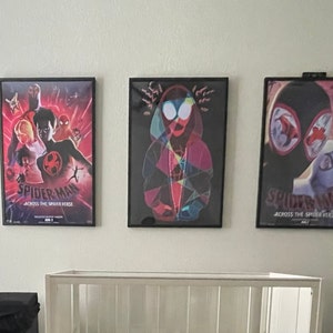 Spider-man Art NEW Spider-verse Movie Posters, FRAMED Set of 3, Wall ...