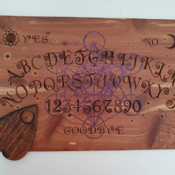 Spirit Board and Planchette: One-of-a-kind, Wood Engraved, Hand-painted ...