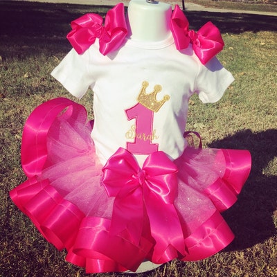 First Birthday Embroidery Design, 1 Appliqué With Crown, Princess ...