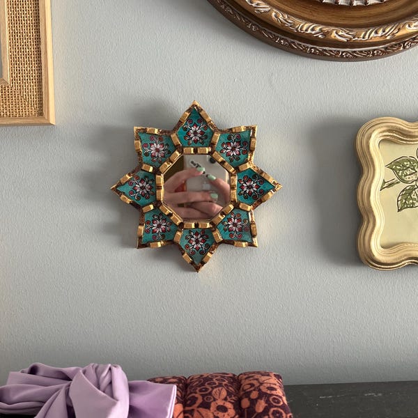 Peruvian Gold Leaf Round Wall Mirror Home Decor- Handmade Home ...