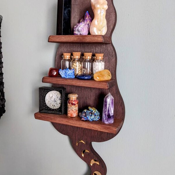 Coppermoon Cat Crystal Shelf, Wooden Crystal Shelf, Cat Shelf - Etsy