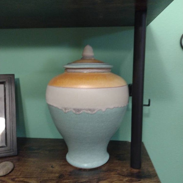 Ceramic Cremation Urn: Memorial Urn for Adult "blue/purple 220 Cubic ...