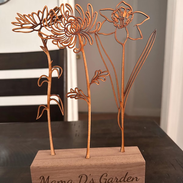 Wood Birth Flower Garden Gifts for Mom Customized Wood Gifts Flower ...