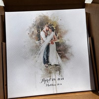 Wedding Welcome Sign Watercolour Couple Portrait,, Photo Wedding Sign ...