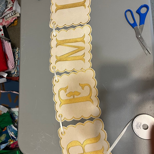 Scallop Banner Embroidery Design. Banner Applique Embroidery Design ...