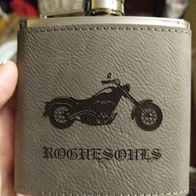 Personalized Leather Biker Flask Custom Biker Flask Personalized Flask ...