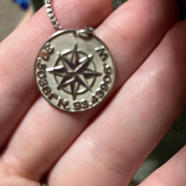 Custom Coordinates Engraved Compass Necklace for Men - Personalized ...