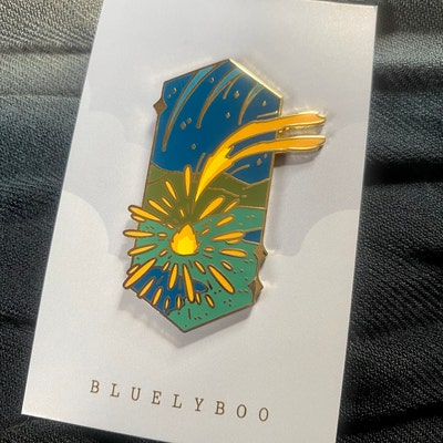 Meteor Pin Celestial Scene Anime Gold Comet Star Flame Castle Space ...