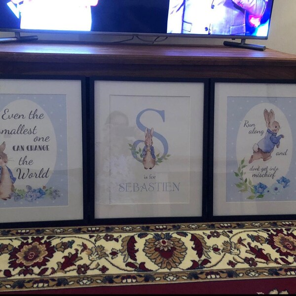 Peter Rabbit Wall Art - Peter Rabbit Nursery Wall Decor, Blue Nursery ...