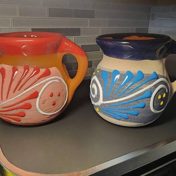Set of Six Mix Handmade Mexican Mugs | Colored Terracotta Mug I Clay ...
