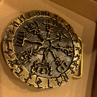 Vegvisir Belt Buckle Viking Compass Solid Brass Belt Buckle - Etsy