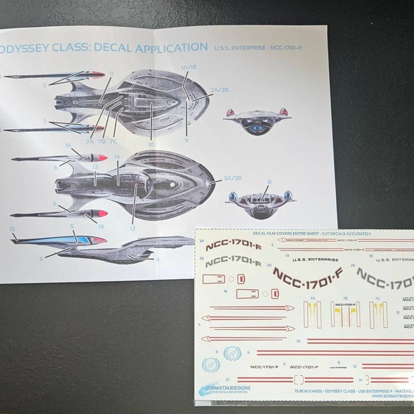 Waterslide Decals for 1:1400 Scale ODYSSEY CLASS U.S.S. ENTERPRISE-F ...